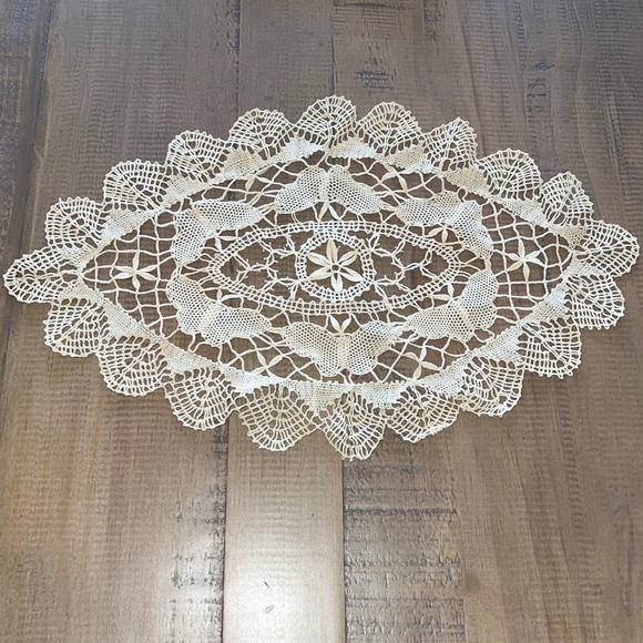 Accents | Handmade Crocheted Oblong Doily Ecru Color No Flaws | Poshmark